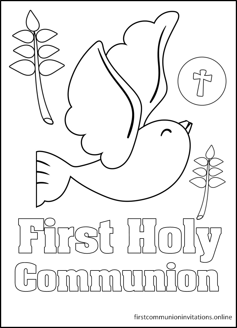 First Holy Communion Coloring Pages First Communion Invitations